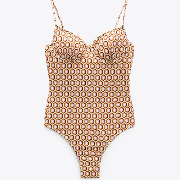 Zara | Swim | Zara Geometric Print One Piece Bathing Suit Size S Or M ...